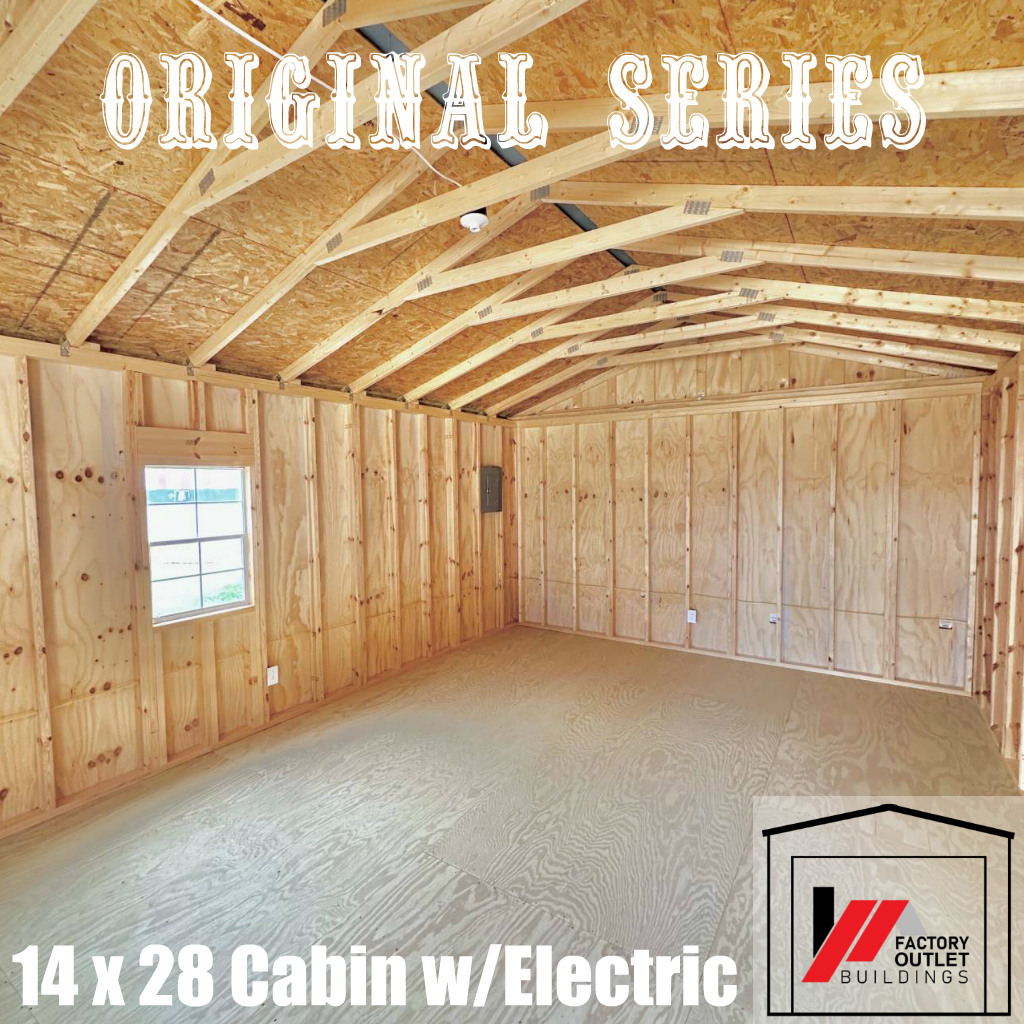 14x28 Cabin 240109 w/ Electric - Metal Carports/Garages/Portable Sheds ...